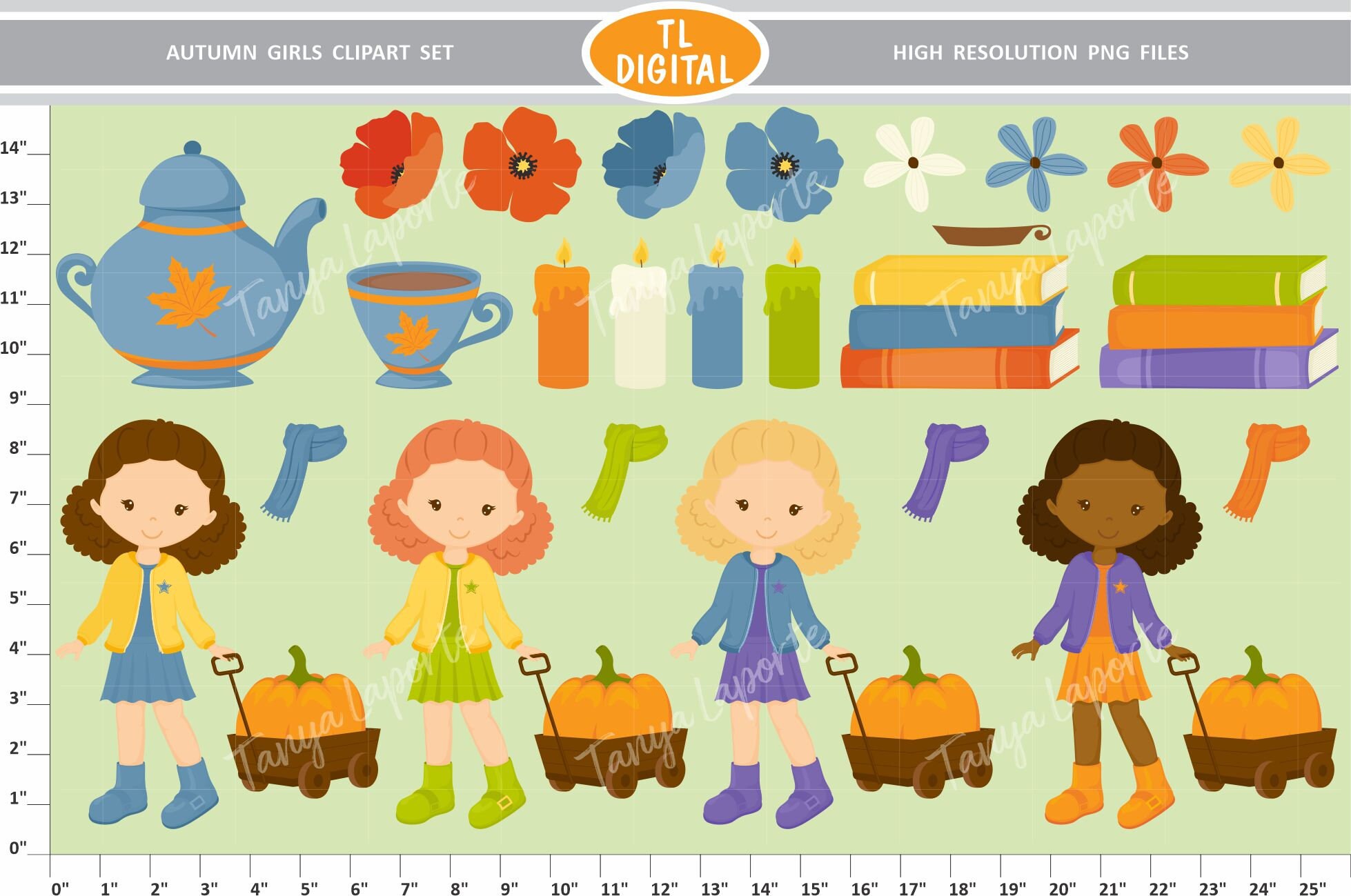 Autumn Girls Clipart Set Fall Clipart Digital PNG Files - Etsy Australia