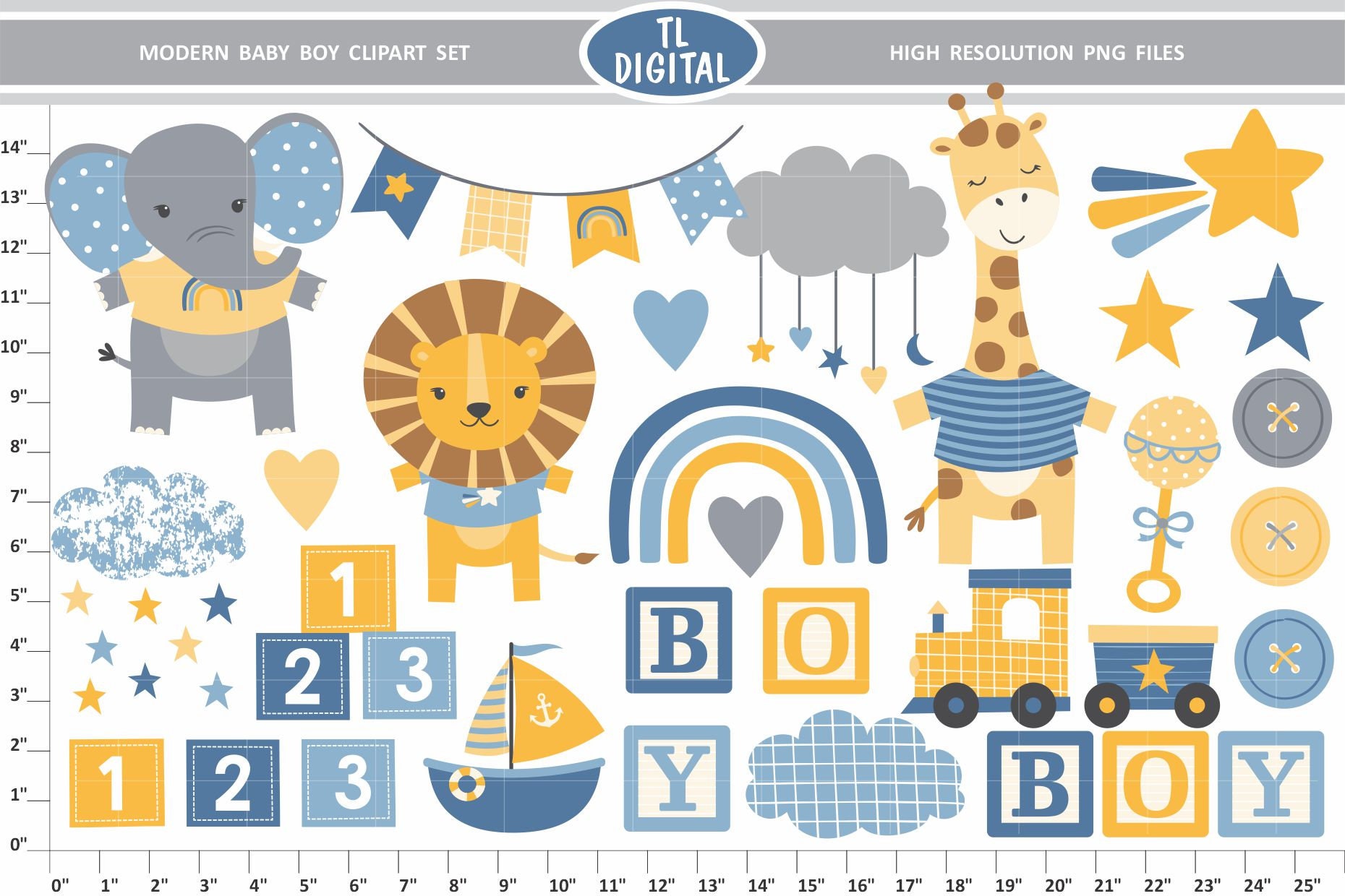 Modern Baby Boy Clipart Set Baby Animal Illustrations - Etsy Australia