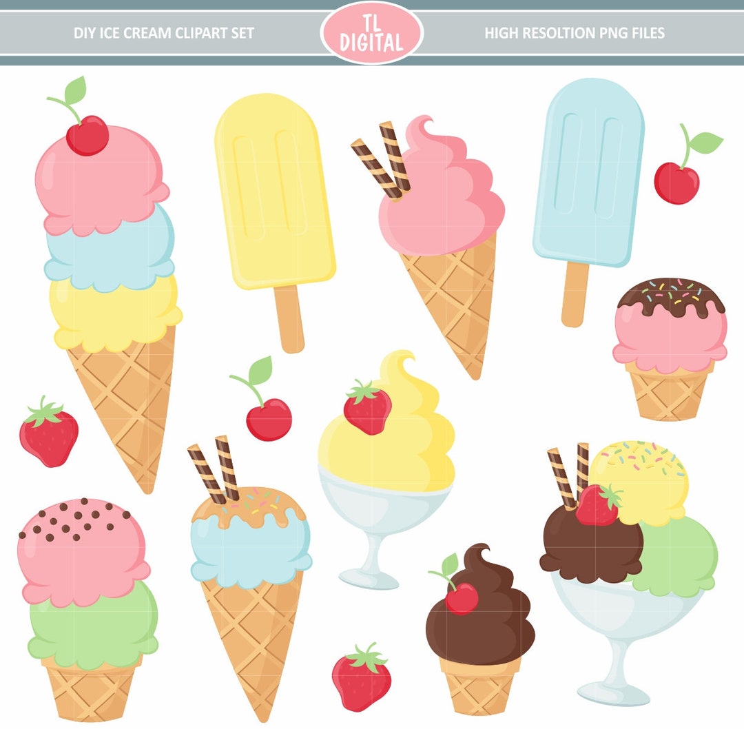 Ice Cream Clipart Set - Build Your Own Ice Cream Set - High Resolution ...