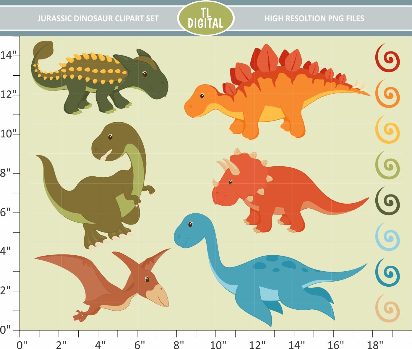 Dinosaur Clipart Set Jurassic Dino Clipart 42 | Etsy