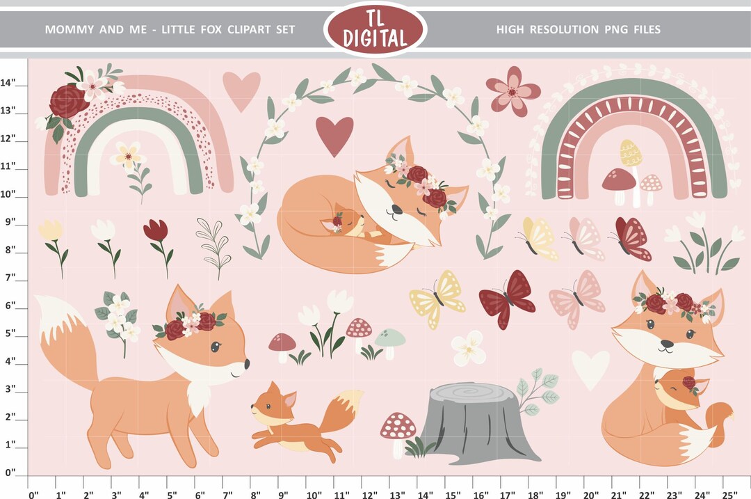 Mommy Fox and Baby Fox Clipart - Baby Shower - Nursery - 27 ...