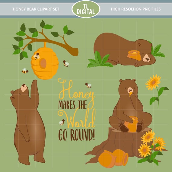 Honey Bear Clipart Set Animal Clipart Woodland Clipart - Etsy Australia