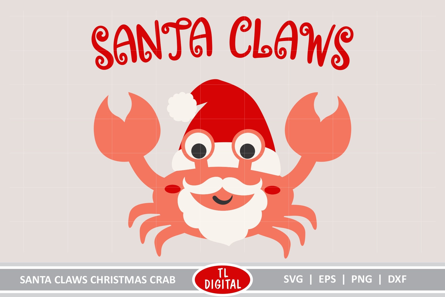 Santa Claws Cute Christmas Crab Svg Eps Png Dxf File | Etsy