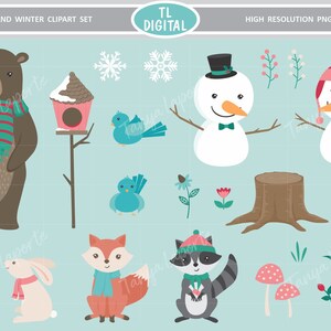 Woodland Winter Clipart Set Digital PNG Files 40 Winter Themed ...