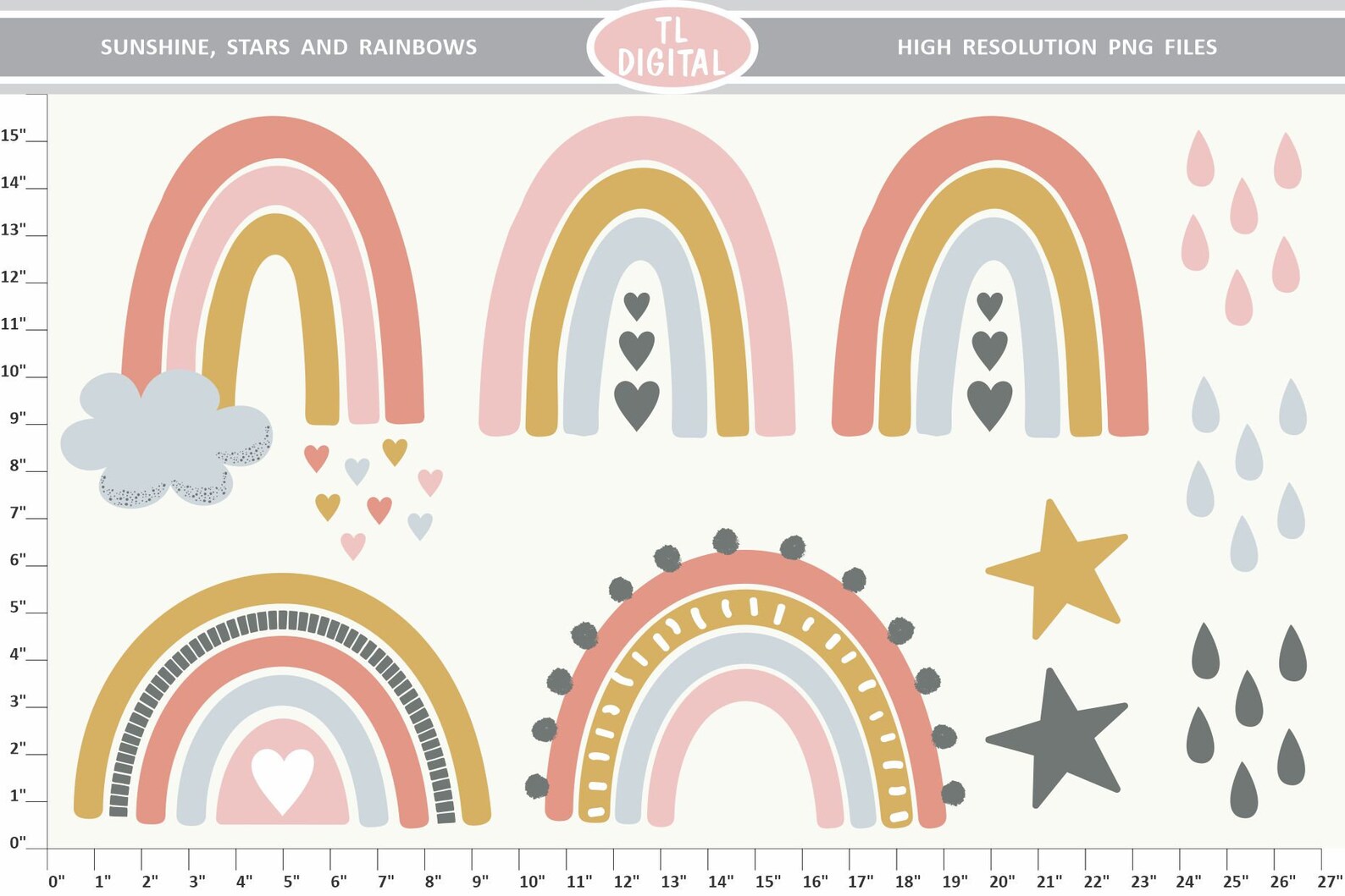 Sunshine Stars and Rainbows Clipart 45 Illustrations - Etsy