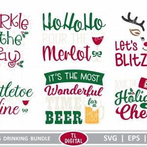 Christmas Drinking Graphics Bundle - SVG | EPS | PNG - 6 Alcohol Themed ...