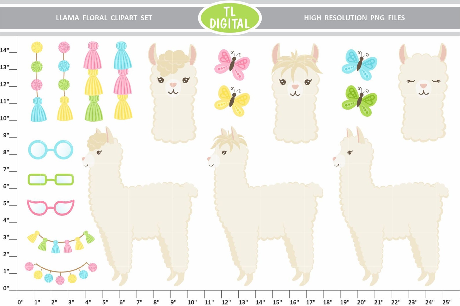 Floral Llama Clipart Set Cute Animal and Cactus Clipart Set - Etsy ...