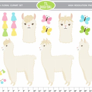 Floral Llama Clipart Set Cute Animal and Cactus Clipart Set High ...