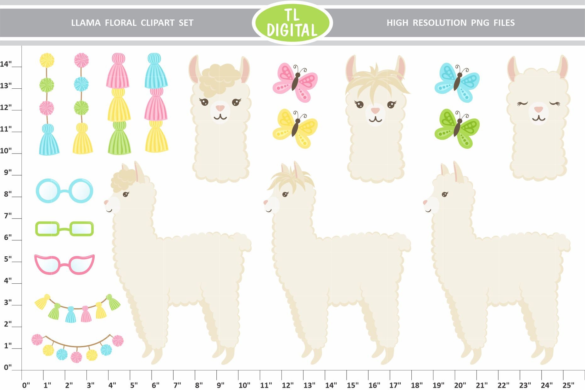 Floral Llama Clipart Set Cute Animal and Cactus Clipart Set - Etsy ...