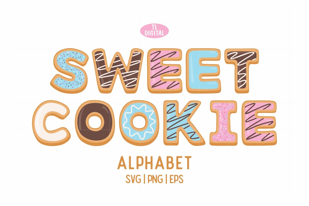 Sweet Cookie Alphabet SVG Bundle -56 Cut Files - Svg|png|eps File ...