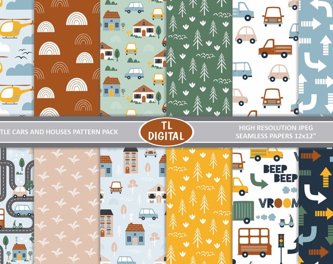 Transportation Digital Paper | Transport Background Pattern | Vehicles ...
