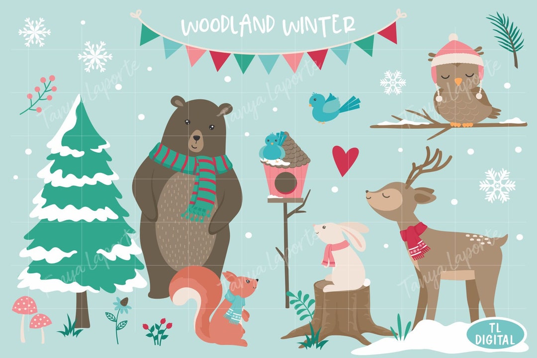 Woodland Winter Clipart Set Digital PNG Files 40 Winter Themed ...