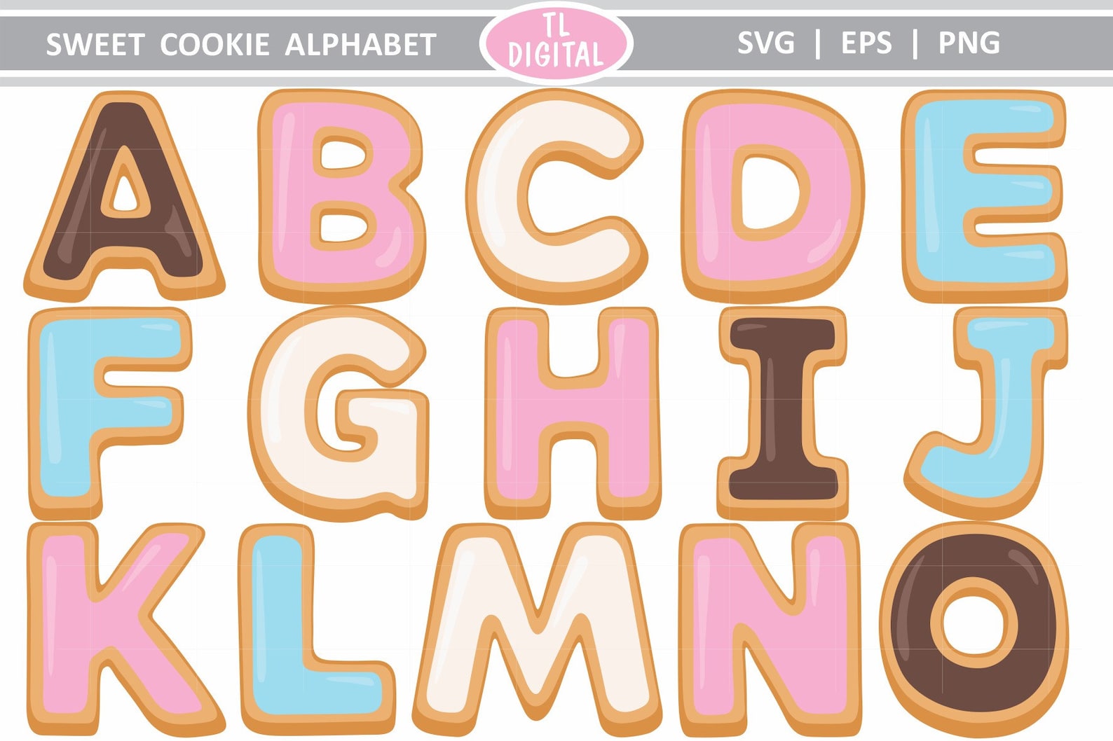 Sweet Cookie Alphabet SVG Bundle -56 Cut Files - Svg|png|eps File ...