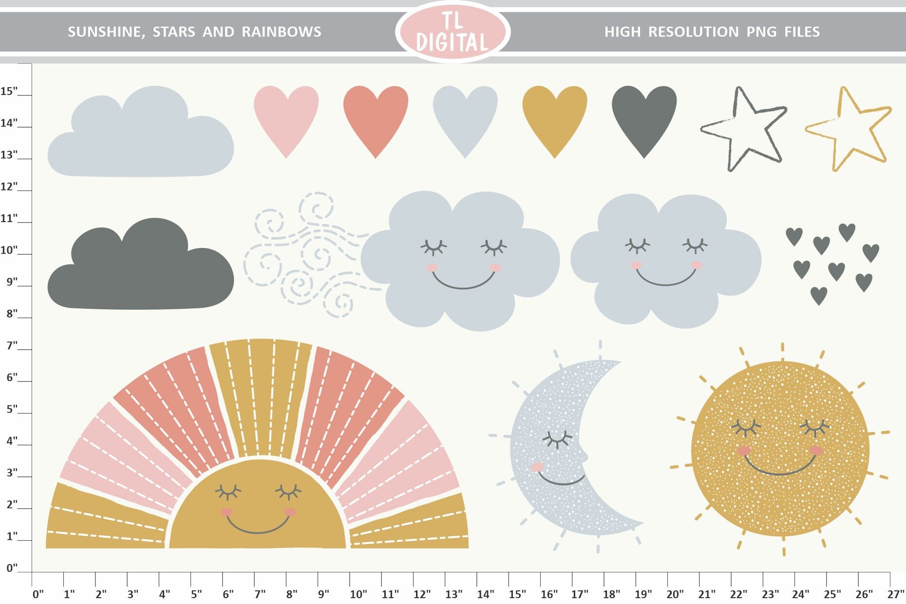 Sunshine Stars and Rainbows Clipart 45 Illustrations | Etsy