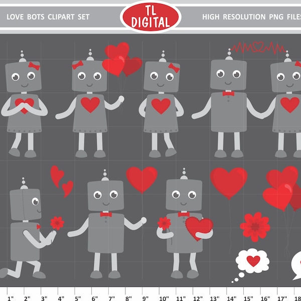 Cute Robot Clipart - Etsy