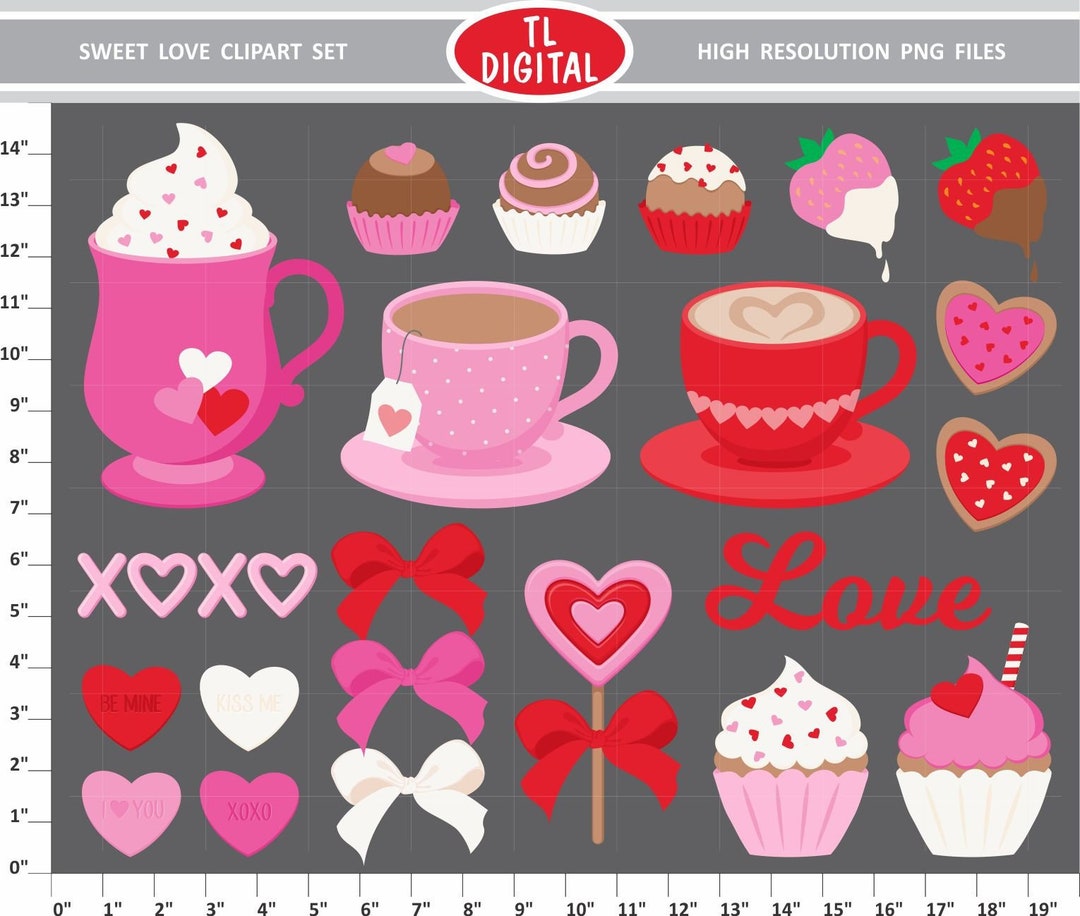 Sweet Valentine Clipart Set Love Clipart Sweet Treats - Etsy