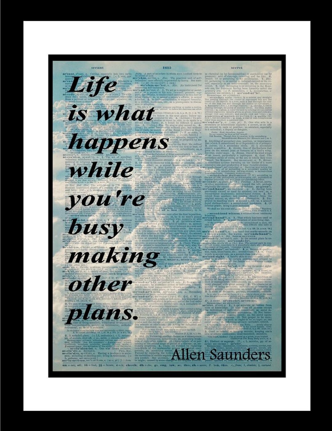 Allen Saunders Quote Printed on Vintage Dictionary Old Paper Unique ...