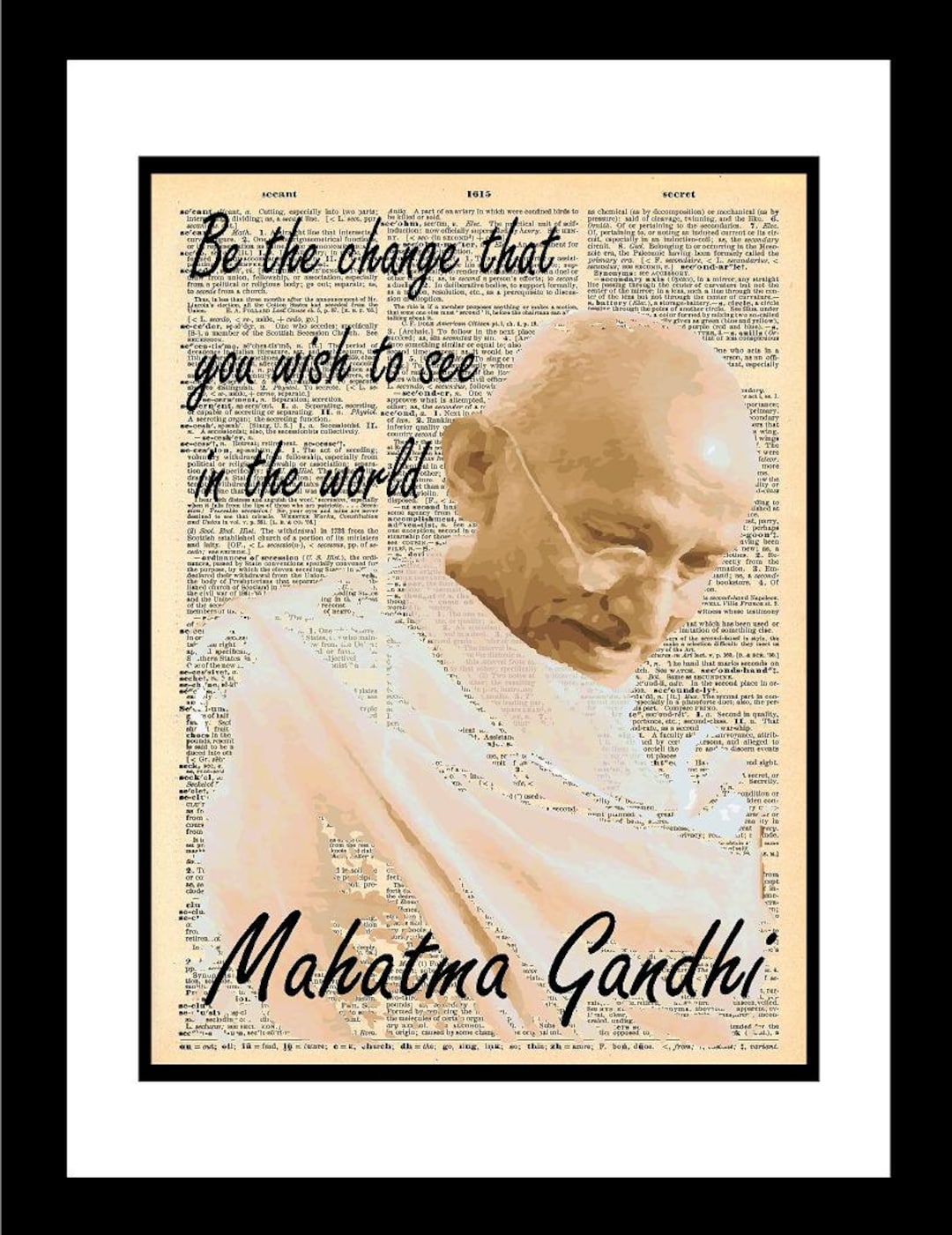 Mahatma Gandhi Quote Printed on Vintage Dictionary Old Paper Unique ...
