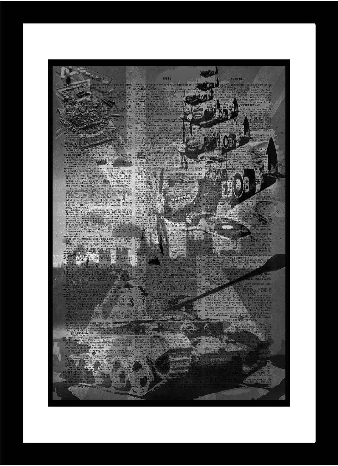 WWII Collage Churchill Printed on Vintage Dictionary Old Paper Unique ...