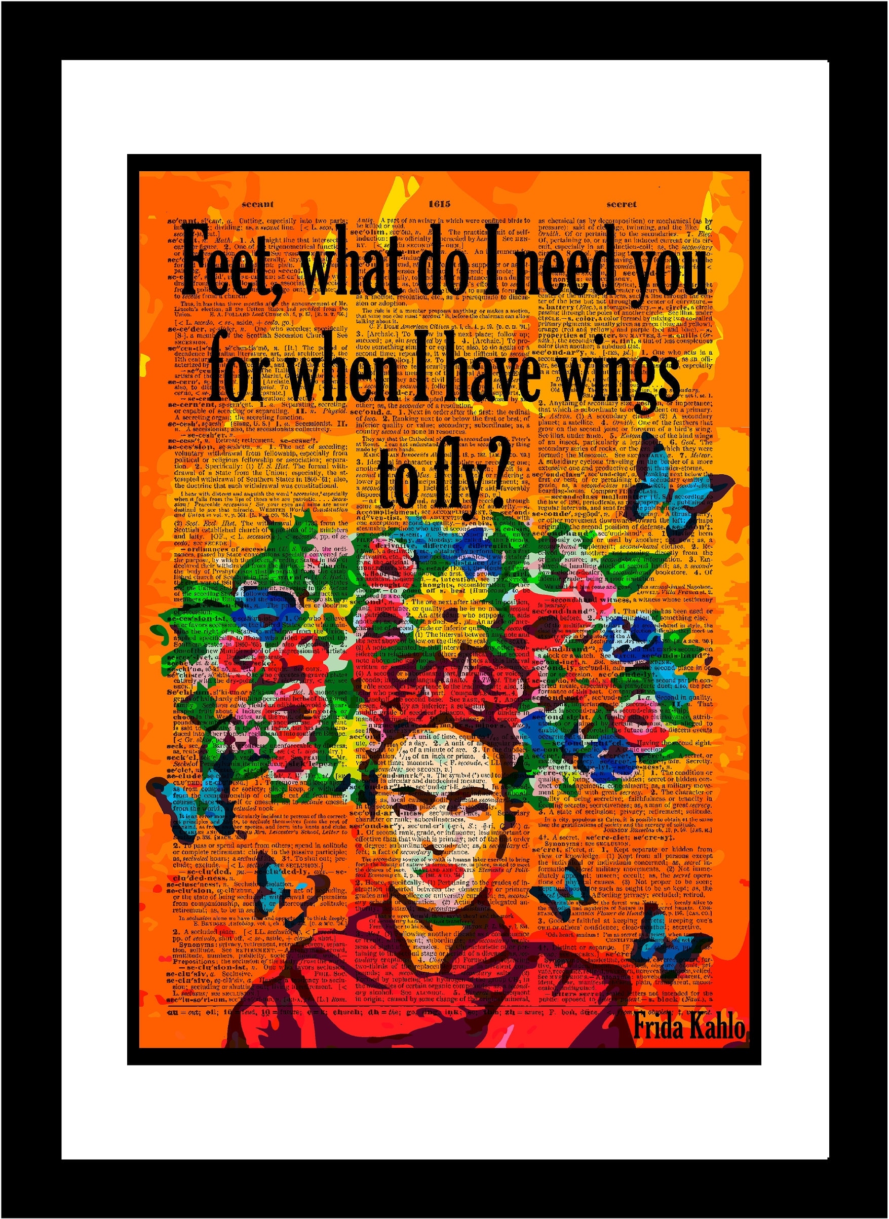 Frida Kahlo Quote Printed on Vintage Dictionary Paper Unique - Etsy