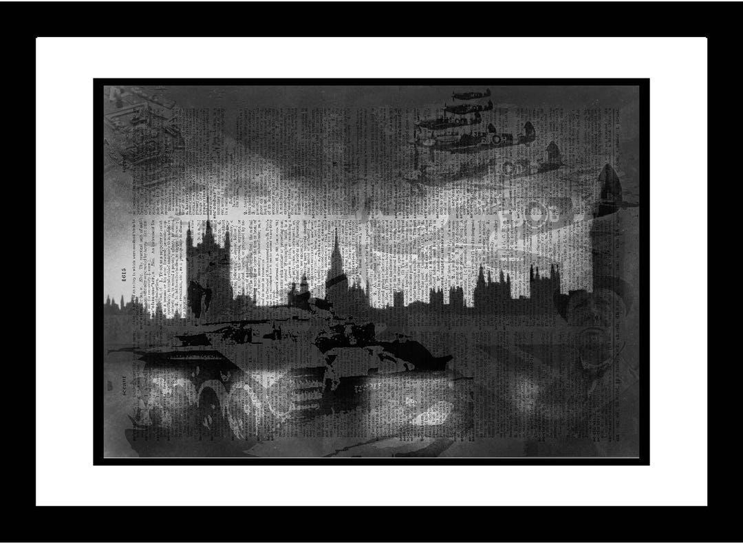 WWII Collage 2 Churchill impreso en el diccionario vintage papel ...