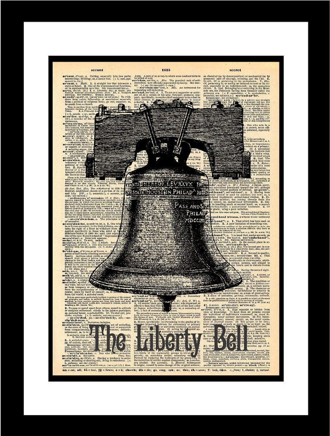 Liberty Bell Printed on Vintage Dictionary Paper Making Unique Piece of ...