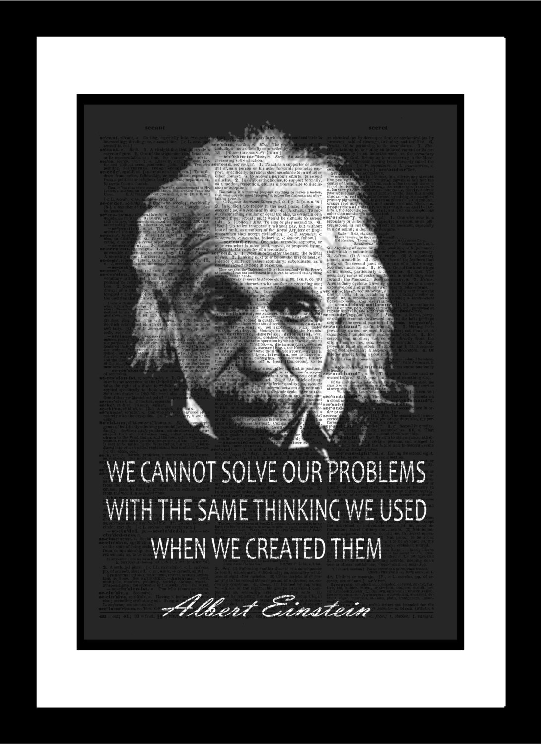 Albert Einstein Quote Design Printed on Vintage Dictionary Paper Unique ...