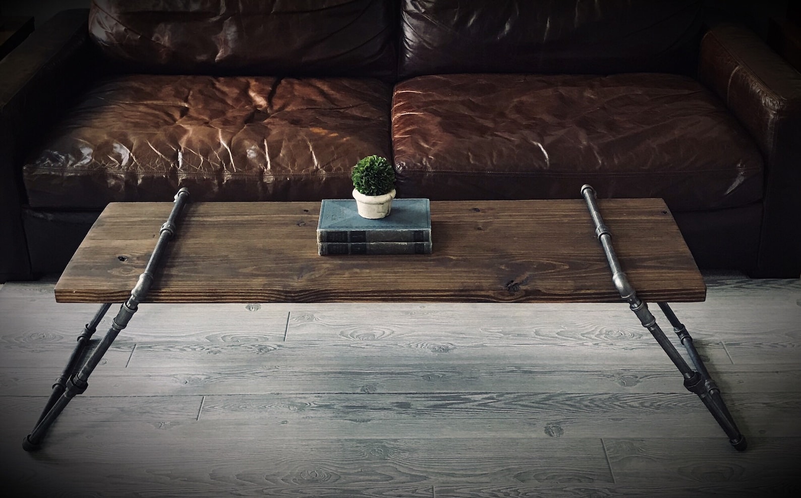 Industrial Coffee Table FREE SHIPPING Iron Pipe & Solid Wood | Etsy