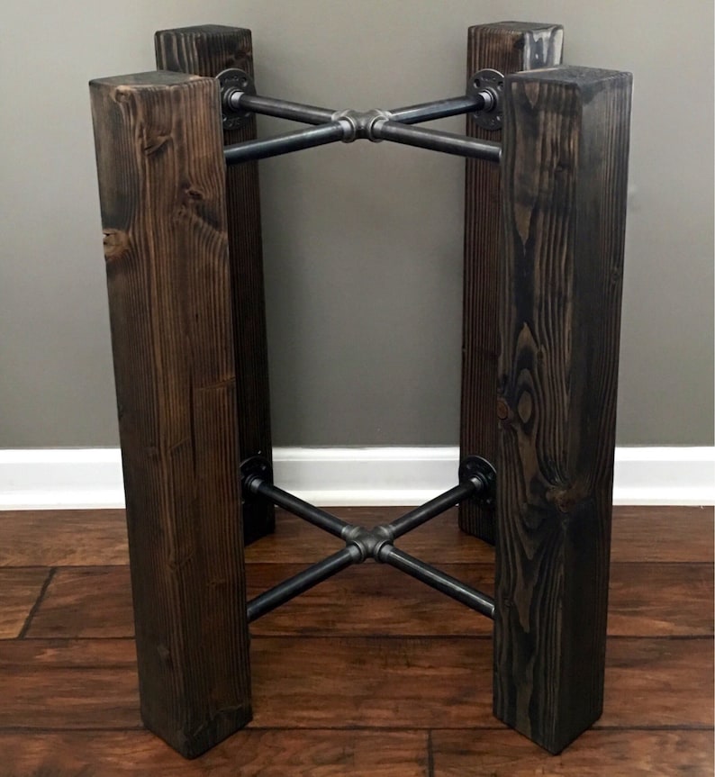 Table Base FREE SHIPPING Solid Wood Beam & Iron Pipe - Etsy UK