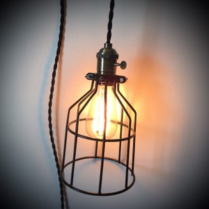 Caged Light Pendant Bar Pair or Single Plug-in FREE SHIPPING Filament ...