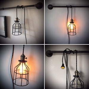 Caged Light Pendant Bar Pair or Single Plug-in FREE SHIPPING Filament ...