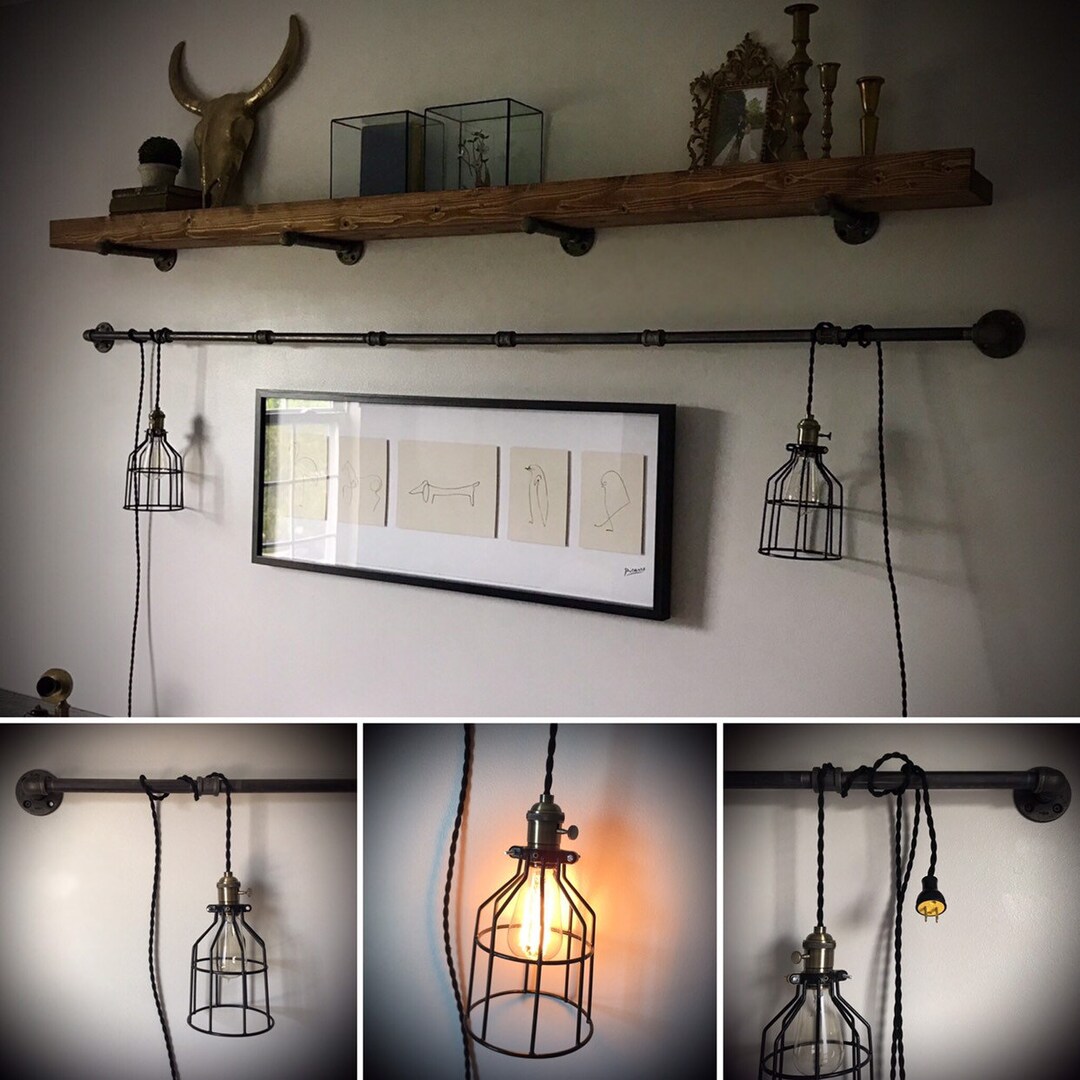 Caged Light Pendant Bar Pair or Single Plug-in FREE SHIPPING Filament ...