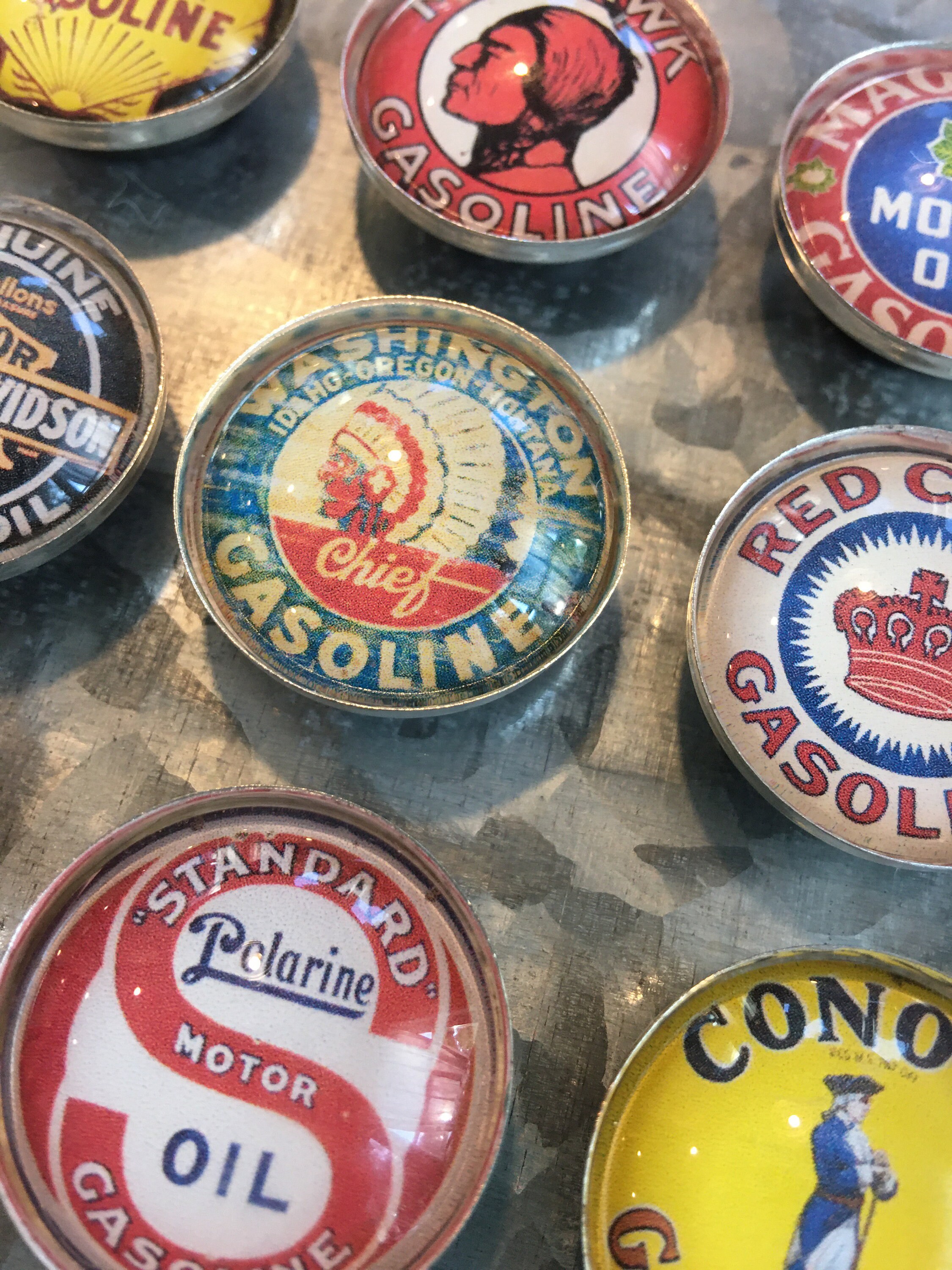 RETRO GASOLINE Signs Magnet Set | Old Gas Station Gasoline and Oil ...