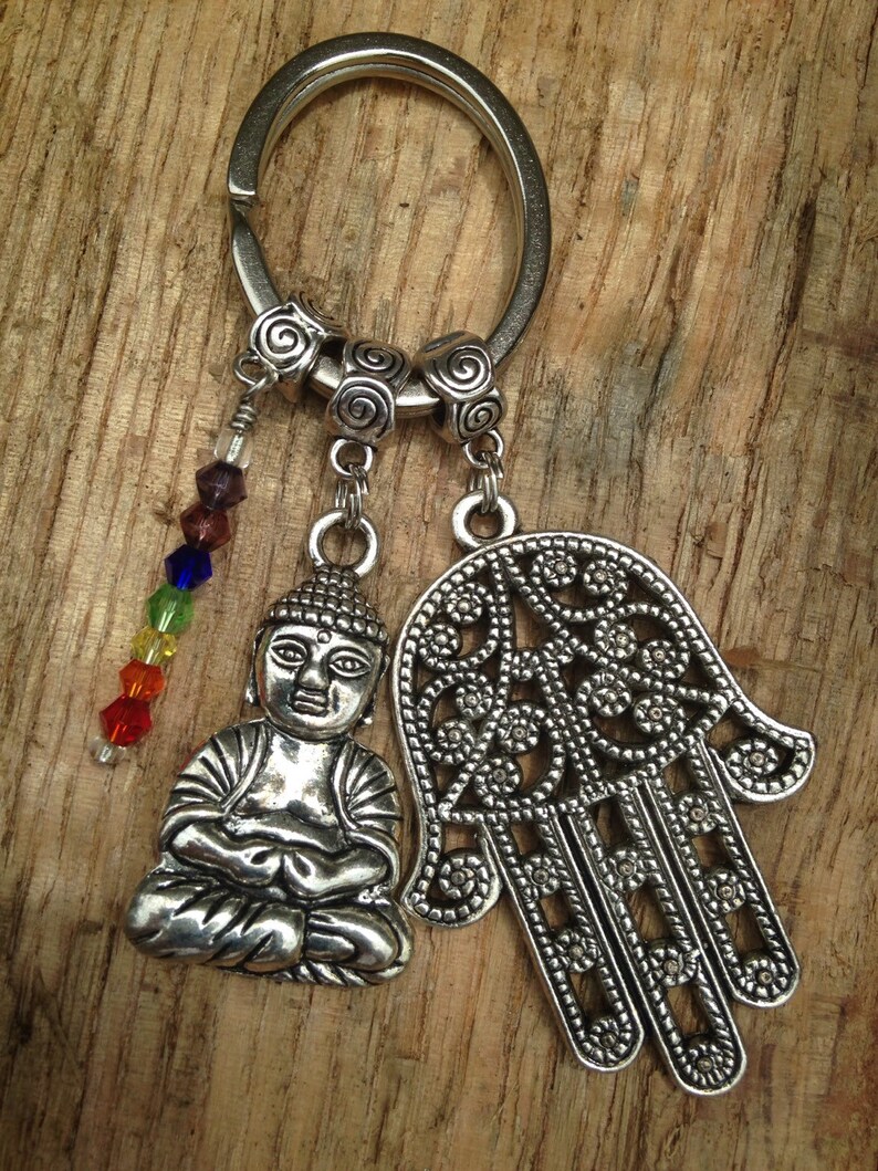Buddha Hamsa Hand & Chakra Key Ring Chakra Key Chain Zen - Etsy