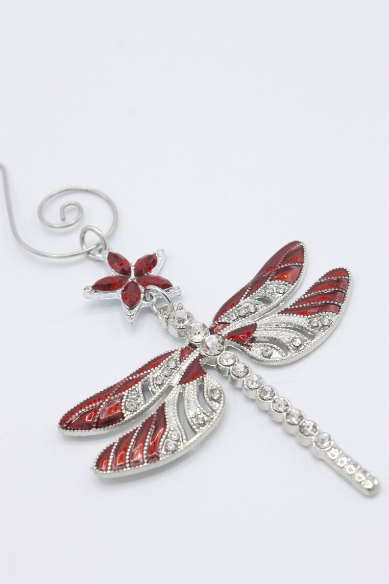 JOLLY RED Dragonfly Christmas Ornament Rhinestone Christmas | Etsy