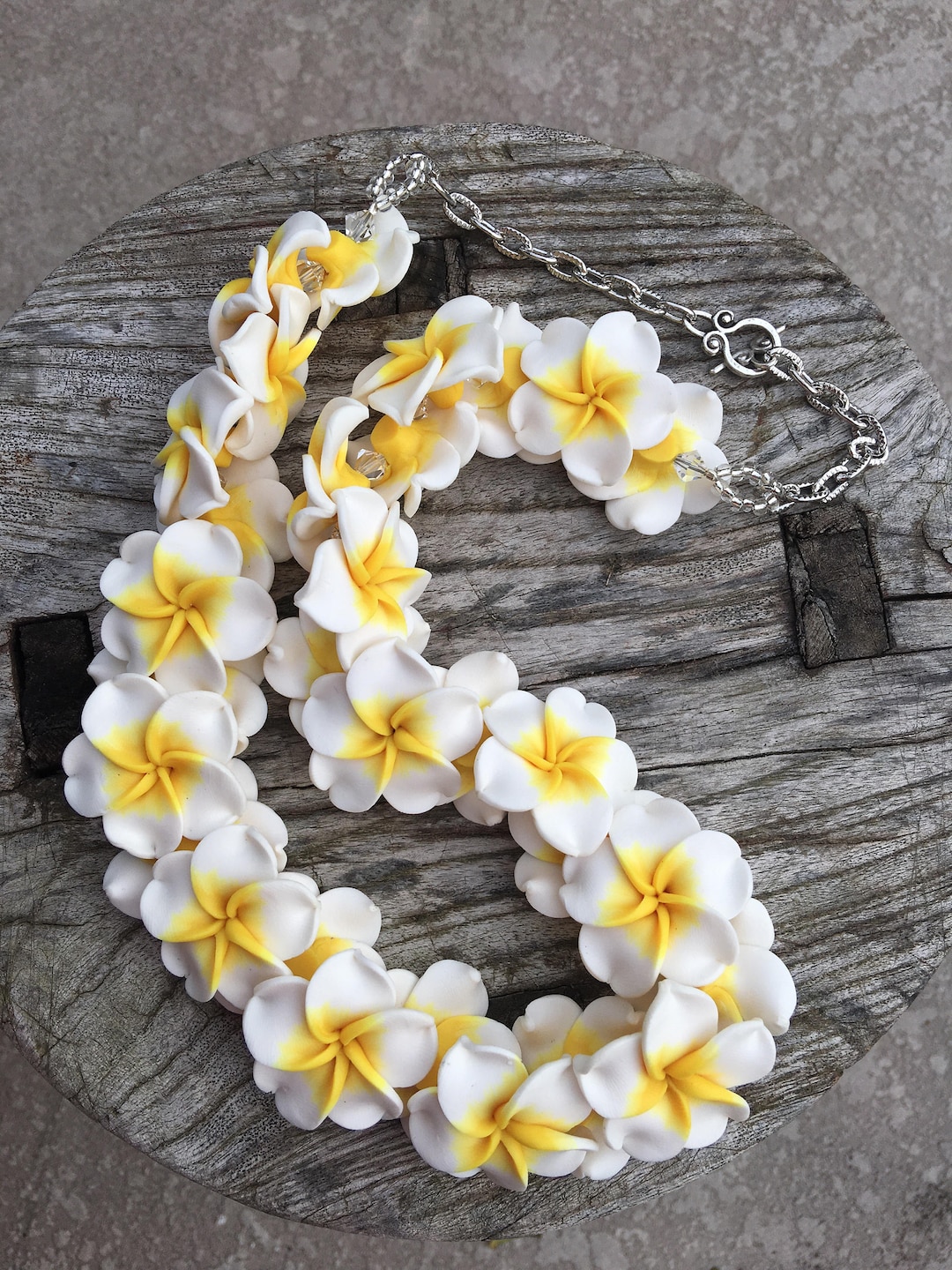 White and Yellow Plumeria Hawaiian Lei Car Charm | Classic Hawaiian Lei ...