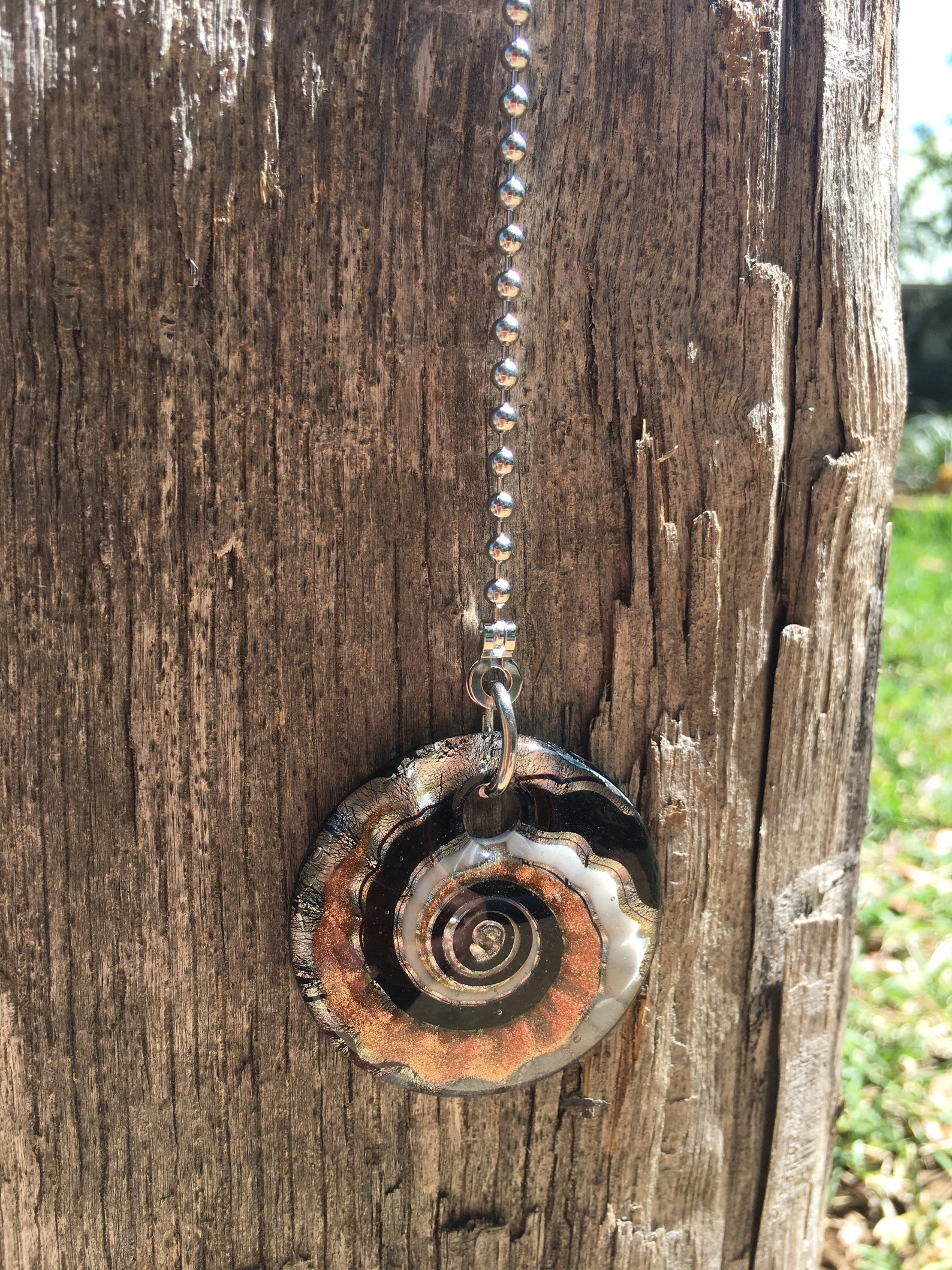 SWIRLING STORMS Fan or Light Pull Silver Foil Glass Fan Pull - Etsy