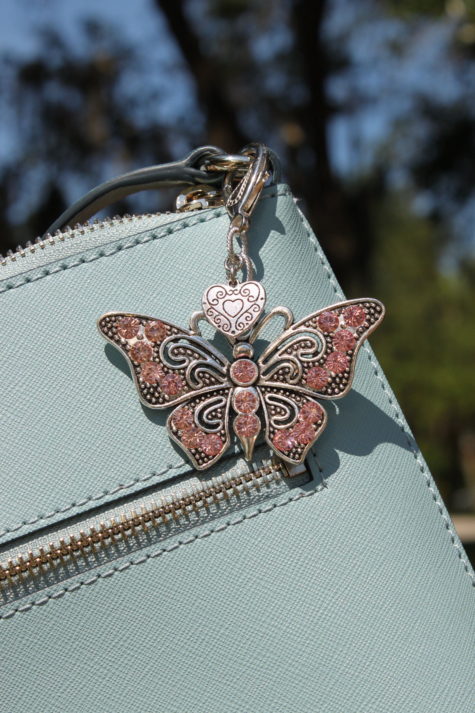 PINK BUTTERFLY Purse Clip Butterfly Rhinestone Purse Charm | Etsy