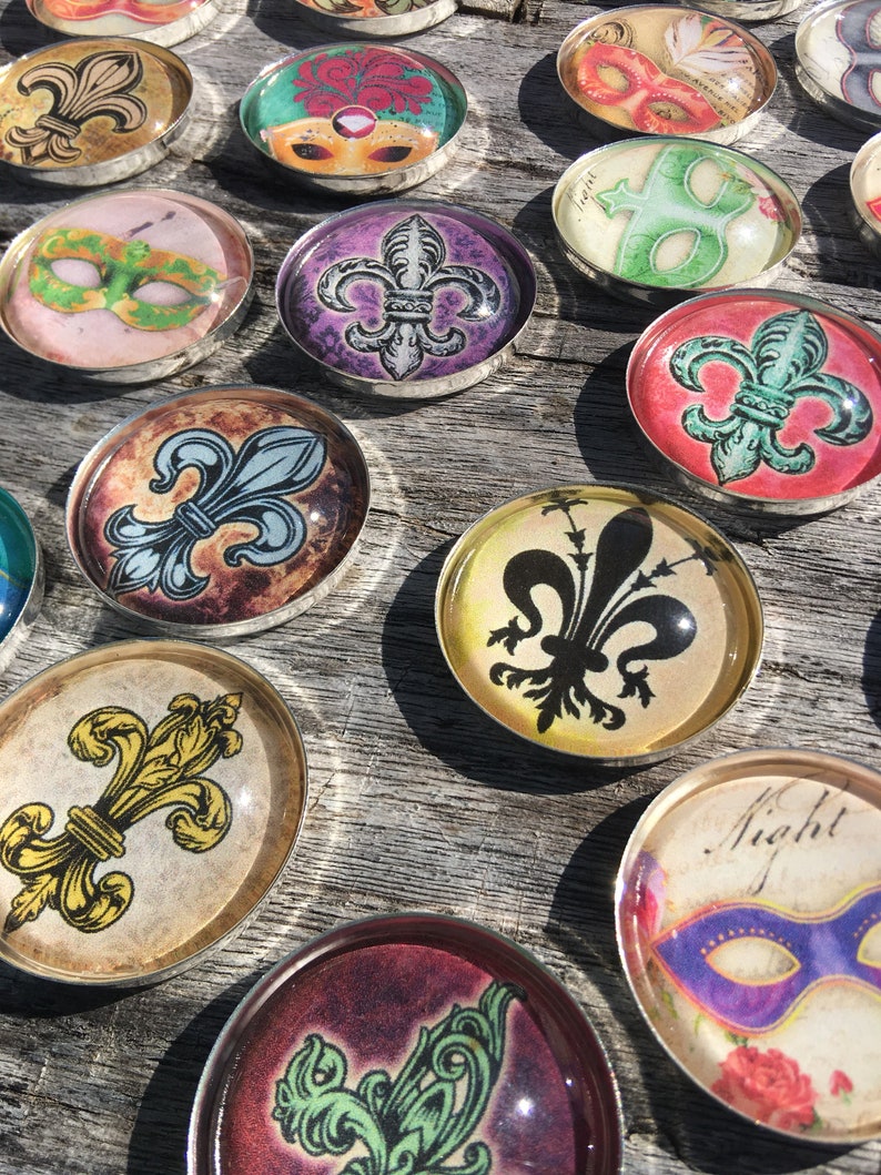 MARDI GRAS Magnet Set Fleur De Lis Mardi Gras Mask | Etsy