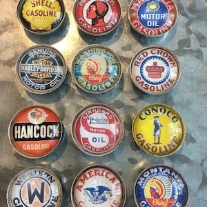 RETRO GASOLINE Signs Magnet Set | Old Gas Station Gasoline and Oil ...
