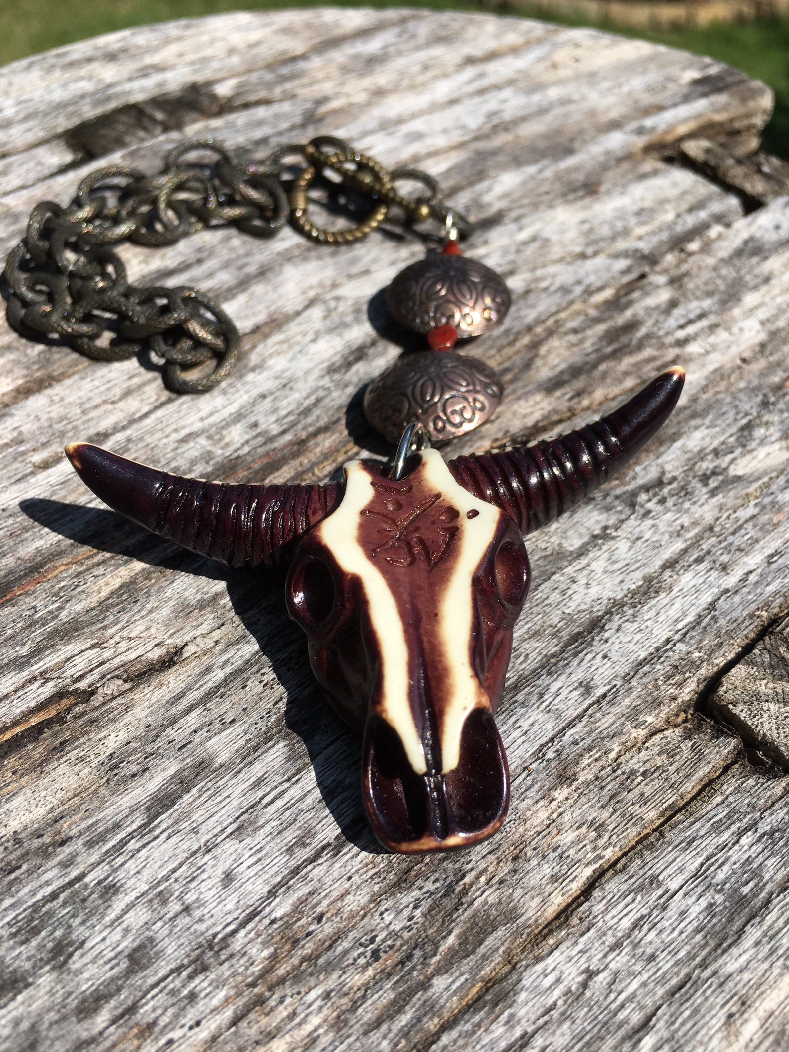 Steering Car Charm | Cow Skull Car Charm | Ox | Cattle | Western Car ...