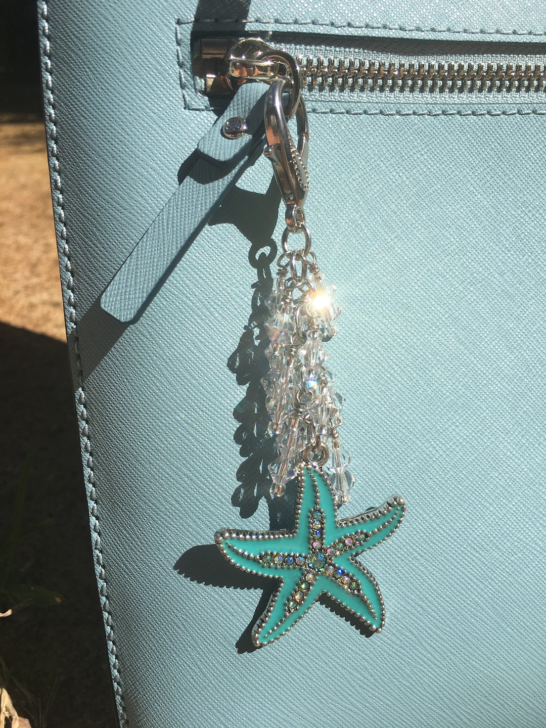 Turquoise Starfish Purse Clip | Starfish Purse Charm | Beach Tote Bag ...