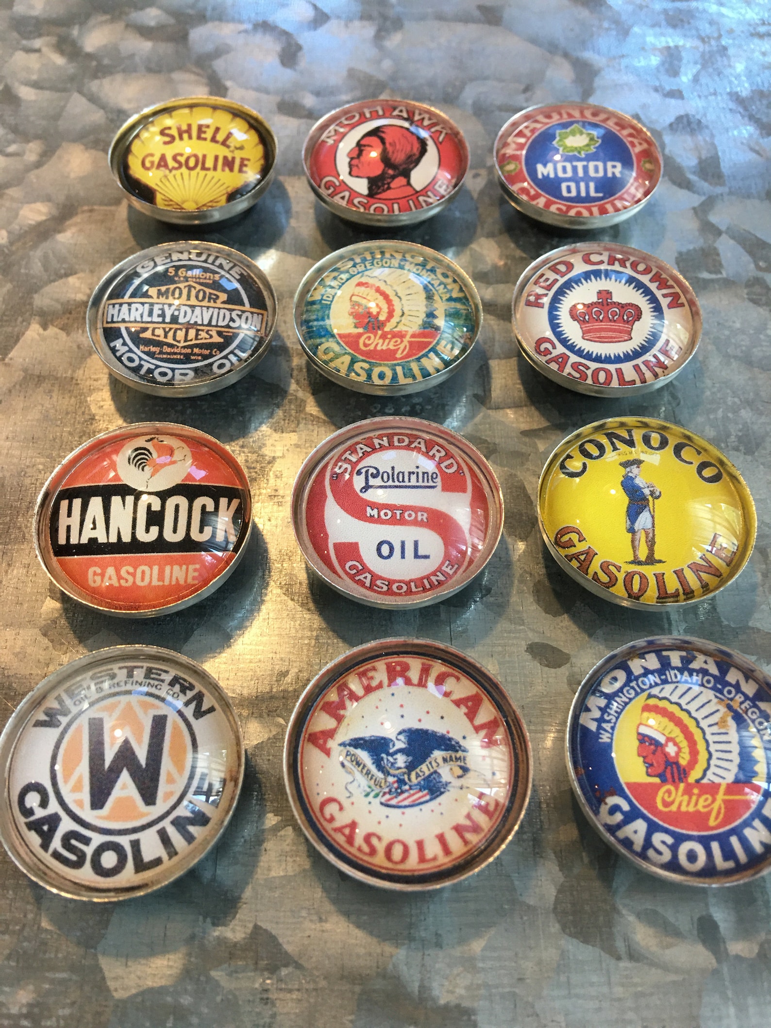 RETRO GASOLINE Signs Magnet Set | Old Gas Station Gasoline and Oil ...