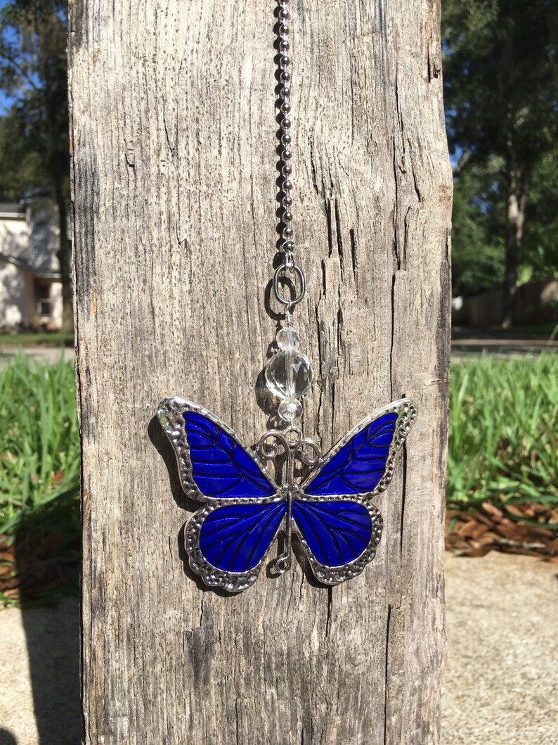 BUTTERFLY BLUE Butterfly Fan Pull Fan Light Pull Home - Etsy