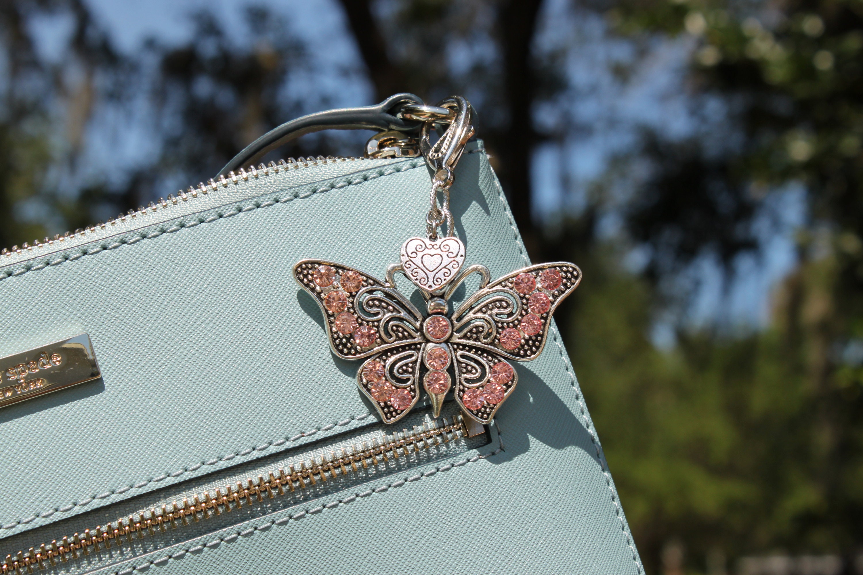 PINK BUTTERFLY Purse Clip Butterfly Rhinestone Purse Charm | Etsy