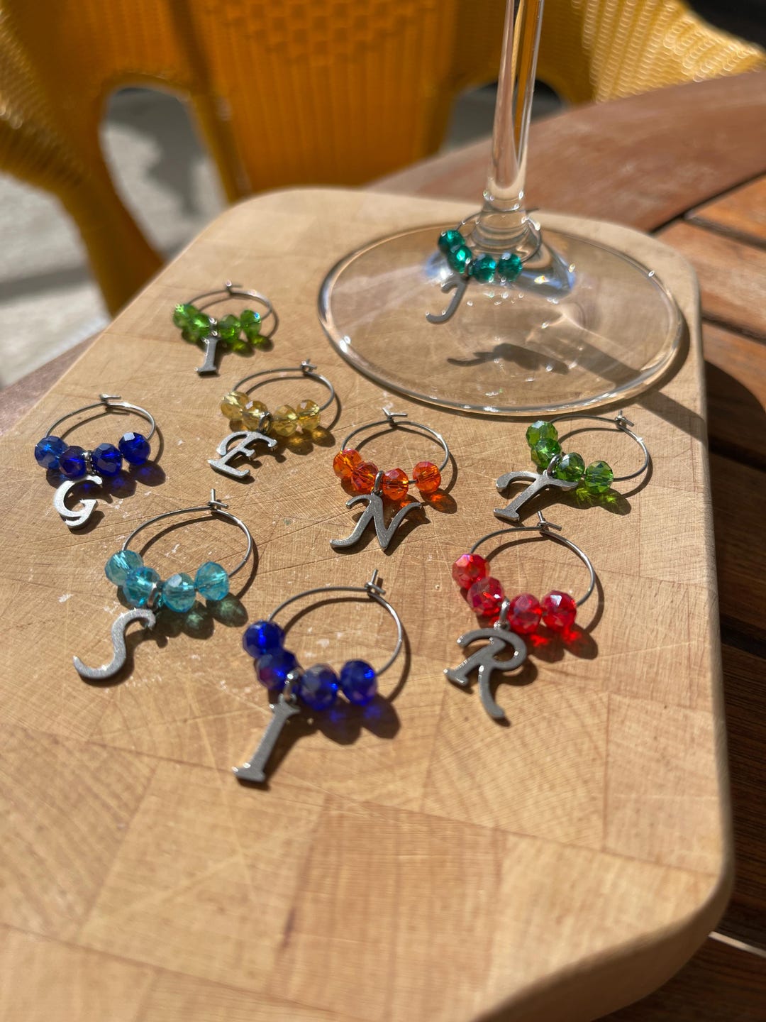 INITIAL Wine Glass Charms | Girls Night in | Bridesmaid Gift | Bridal ...