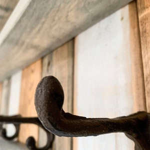 Rustic Wood Shelf With Hooks – Wall Mounted Coat Rack & Entryway ...
