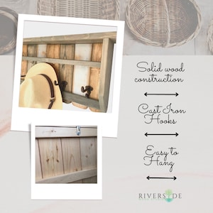 Rustic Wood Shelf With Hooks – Wall Mounted Coat Rack & Entryway ...