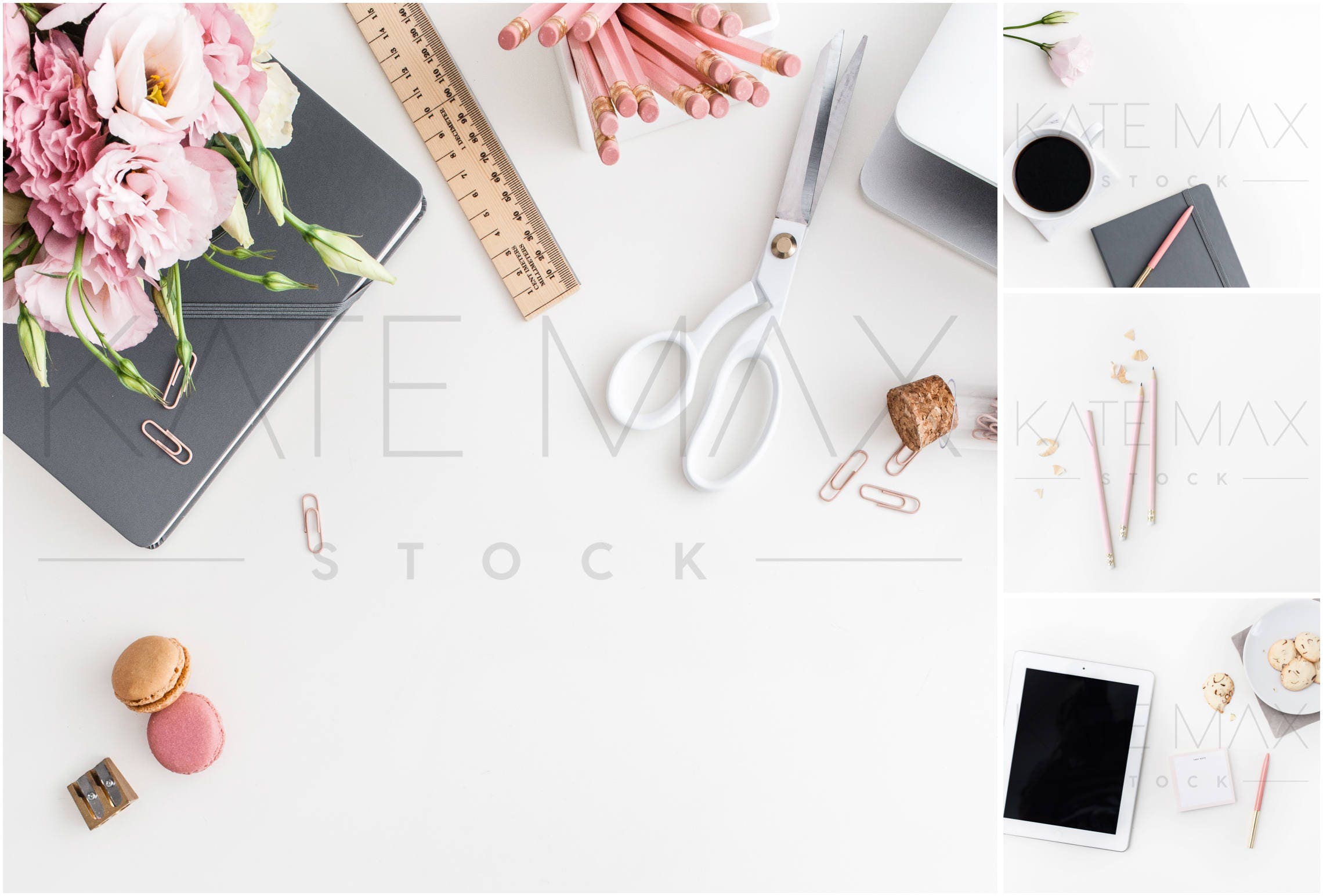 Pink & Grey Office Stock Photo Bundle / Styled Stock Photos / | Etsy