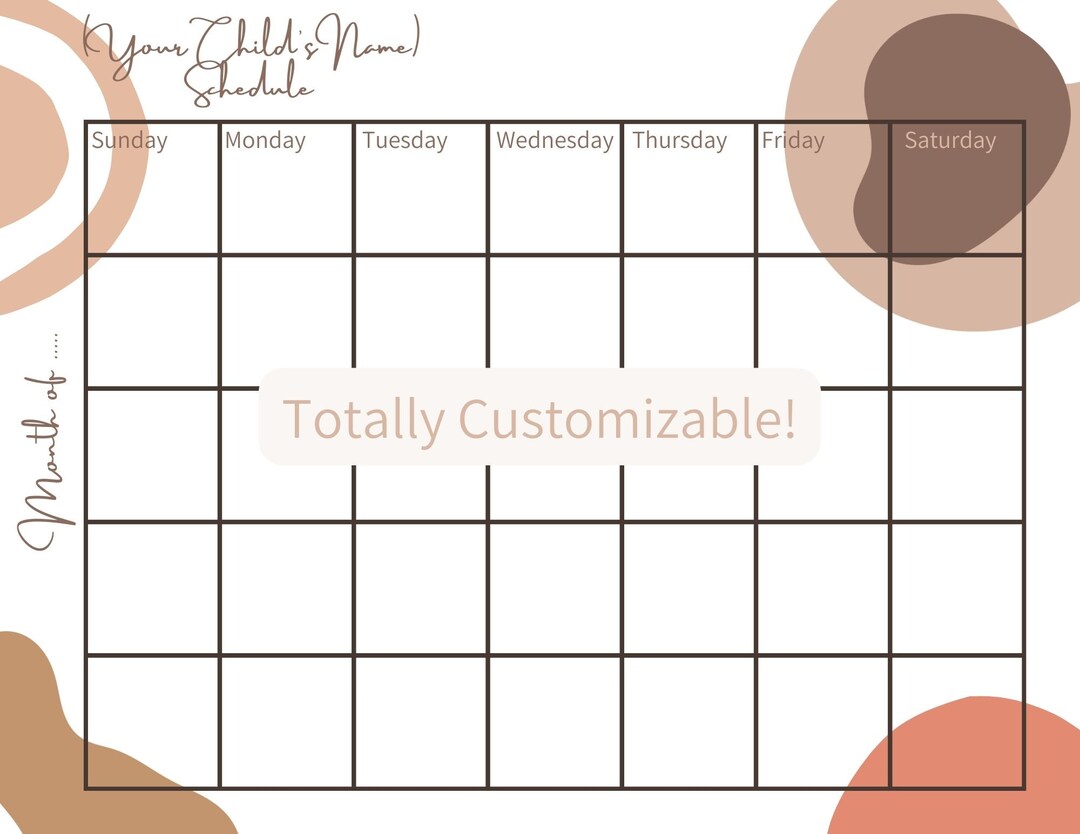 Kid's Neutral Custom Planner Template Monthly Planner Children's ...